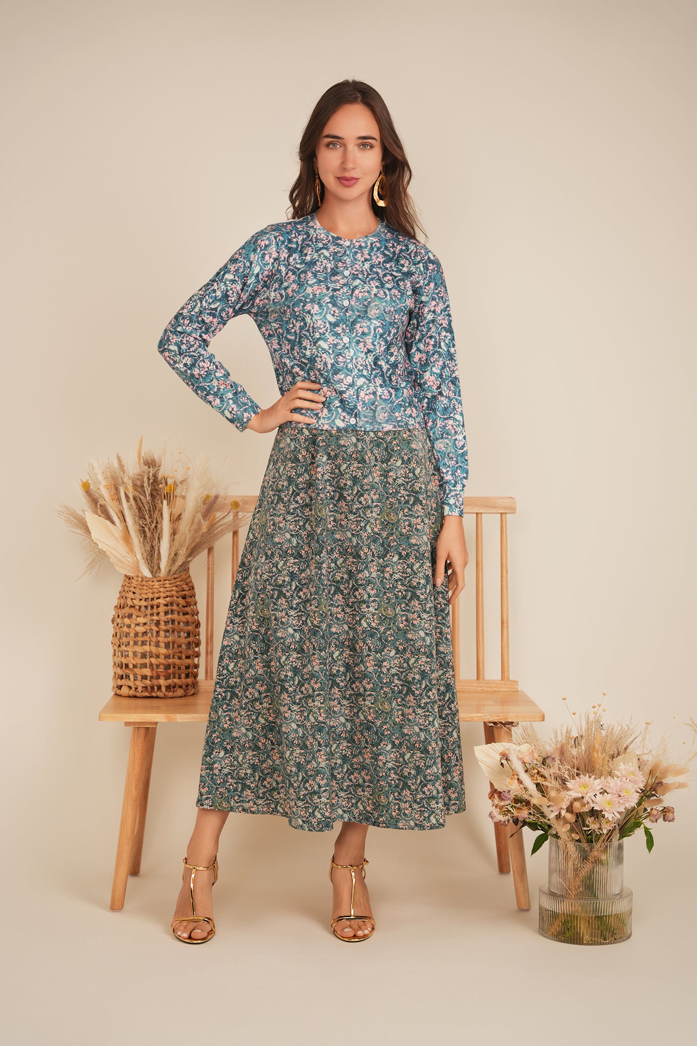 Printed Maxi Jumper Sweater Set