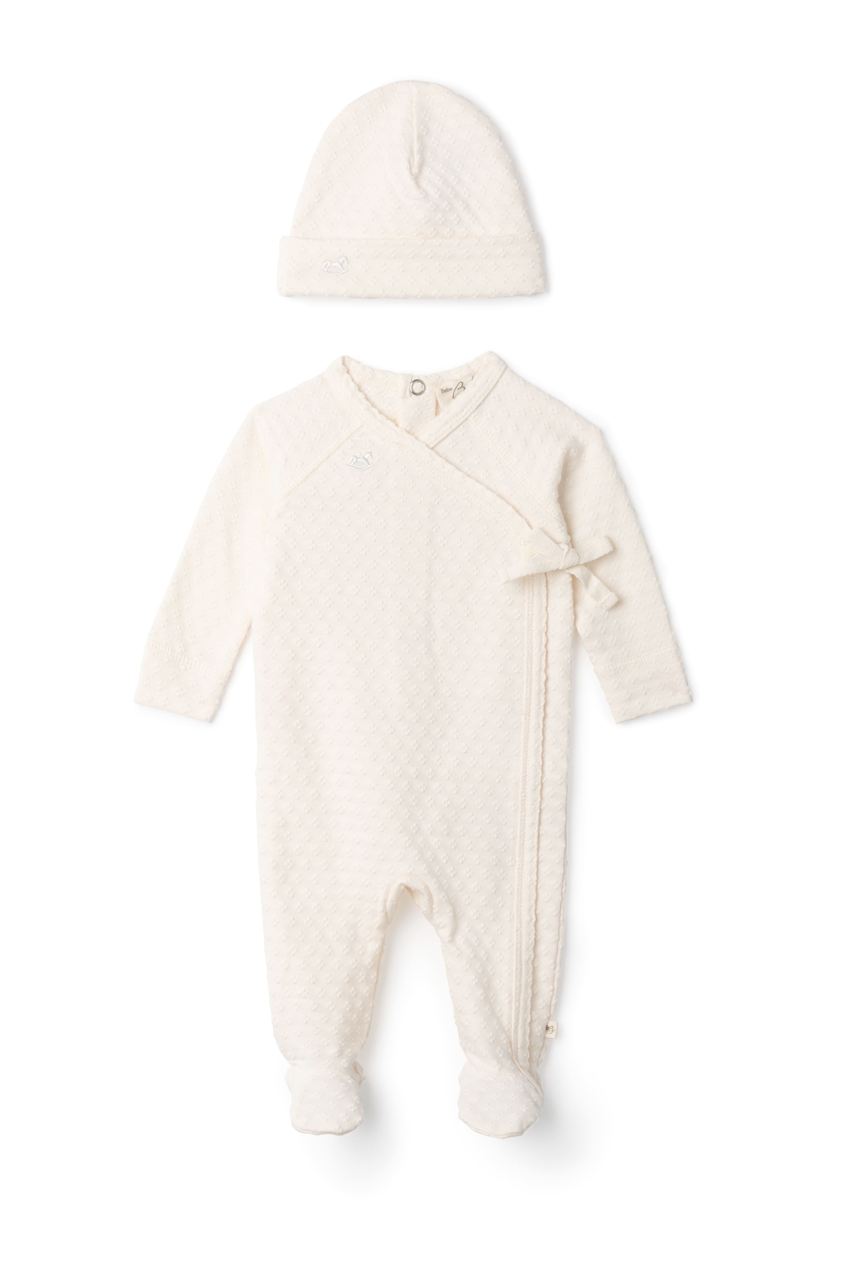 Embossed Diamond Wrap Onesie - Off White Baby Outfit
